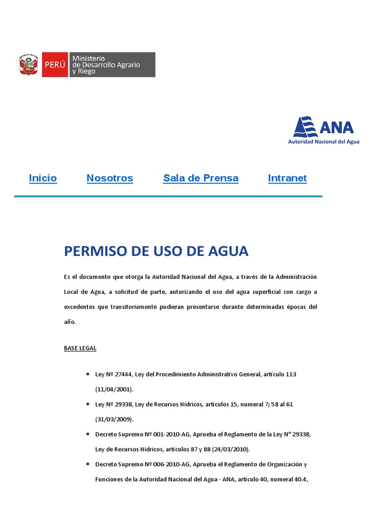 Permiso Uso de Agua - Ana | PDF | Presupuesto | Economias