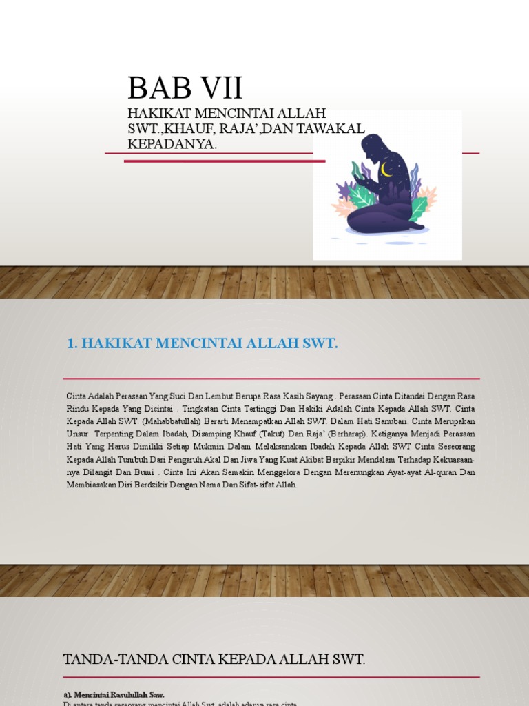 Bab Vii: Hakikat Mencintai Allah Swt.,Khauf, Raja',Dan Tawakal Kepadanya | PDF