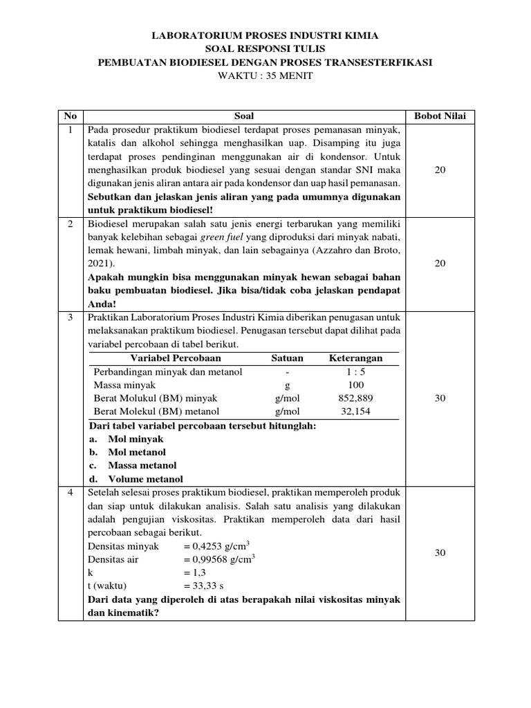 Soal Responsi Tulis | PDF