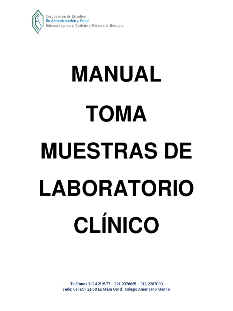Manual Toma de Muestras Laboratorio Clinico | PDF | Infección | Sangre