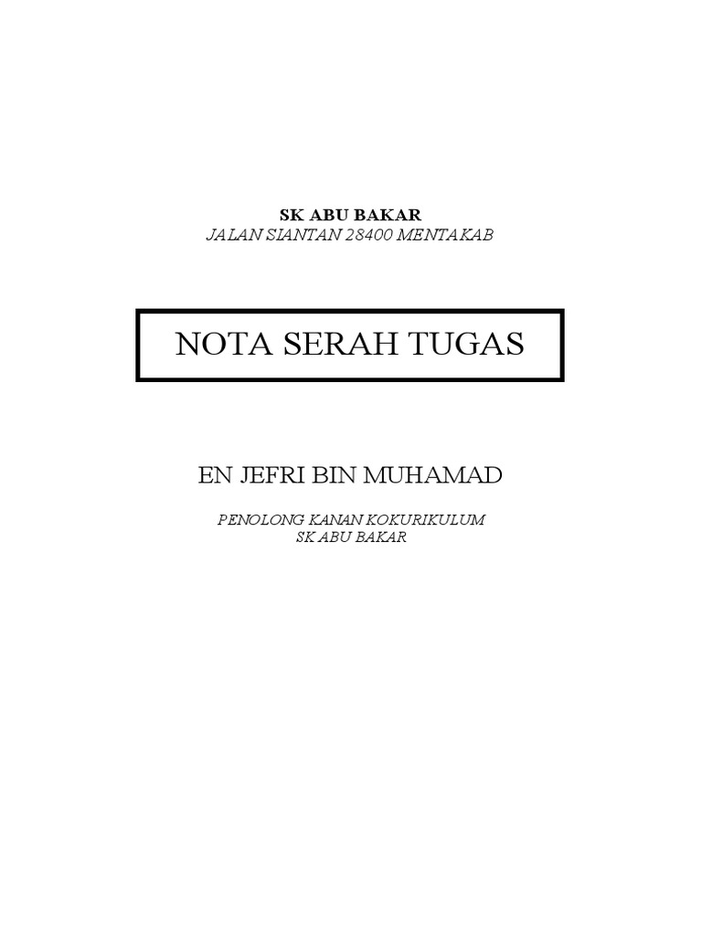 Nota Serahan Tugas | PDF