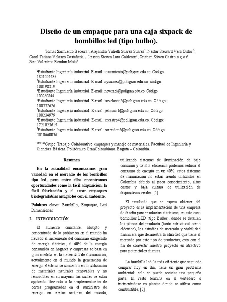 Diseño de Empaque para LED | PDF | Calidad (comercial) | Diodo emisor ...