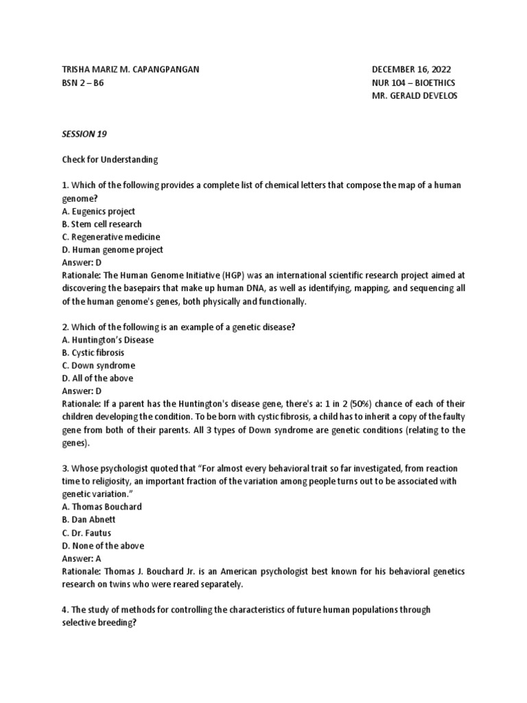 SAS 19 - Capangpangan, Trisha Mariz M. | PDF | Genetics | Eugenics