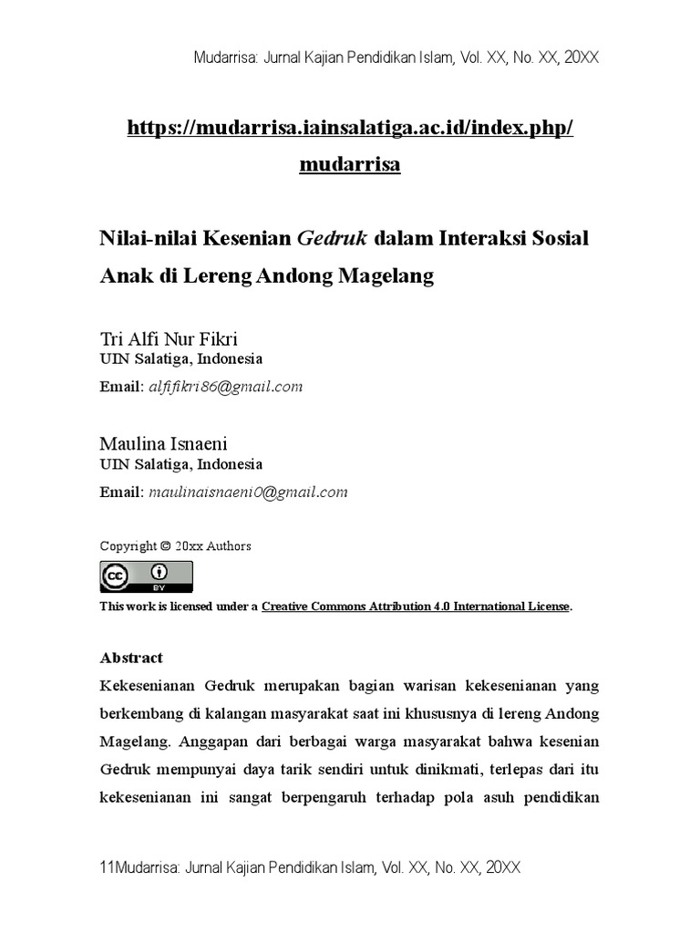 Jurnal - Tri Alfi Nur Fikri & Maulina Isnaeni - Nilai-Nilai Kesenian Gedruk Dalam Pendidikan ...