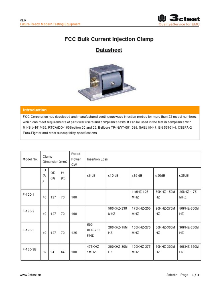FCC Bulk Current Injection Clamp | PDF | Hertz | Transformer