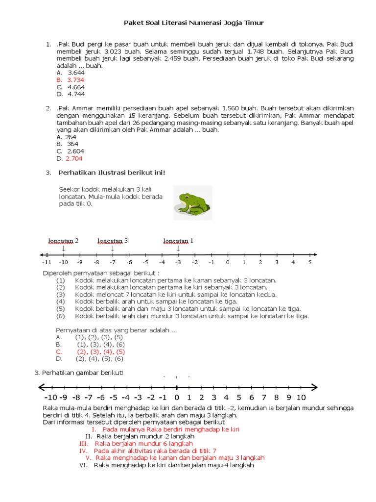 Paket Soal Literasi Numerasi 10 Nomor | PDF