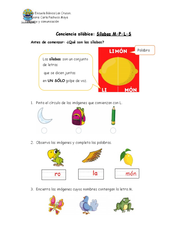 Conciencia Silábica: Sílabas M-P-L-S: Antes de Comenzar: ¿Qué Son Las ...