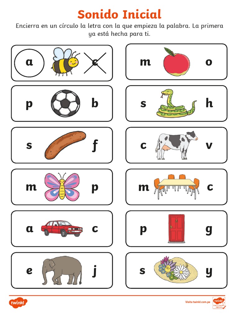Actividad de Sonidos Iniciales | PDF
