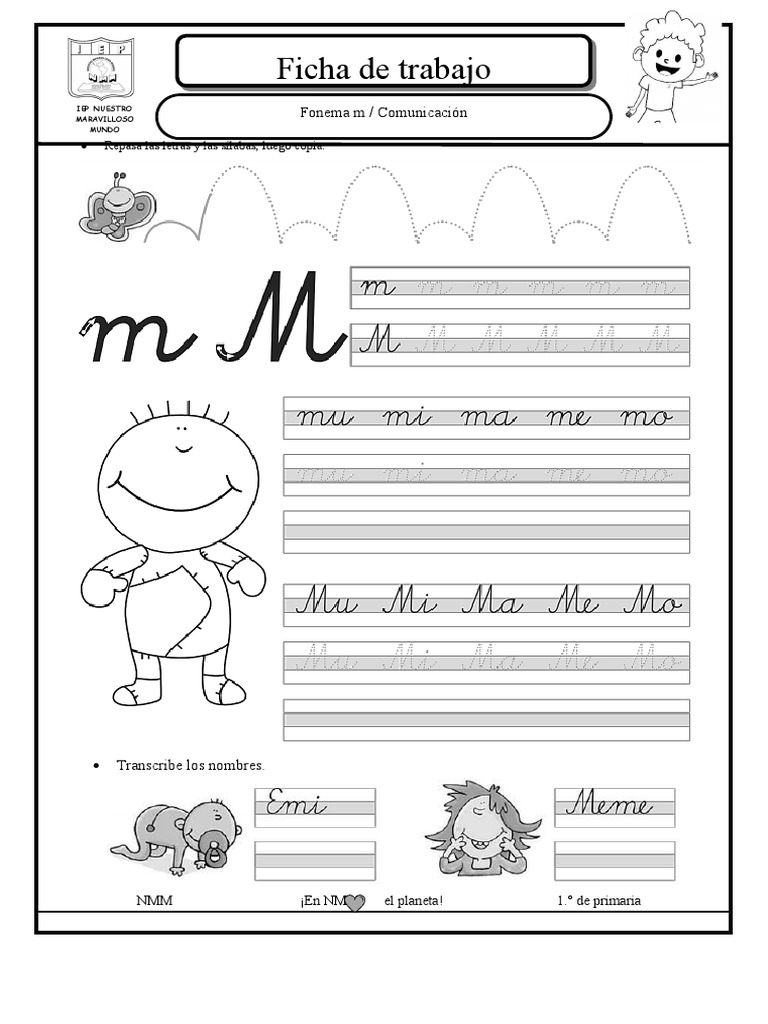 Hojas De Trabajo De Fonética De La Letra M