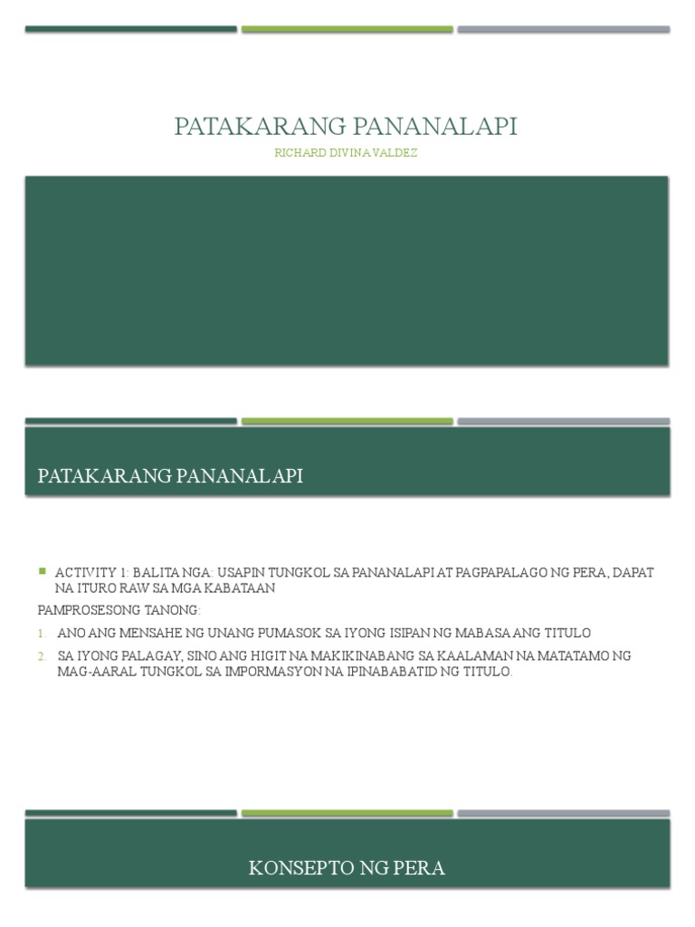 Patakarang Pananalapi | PDF