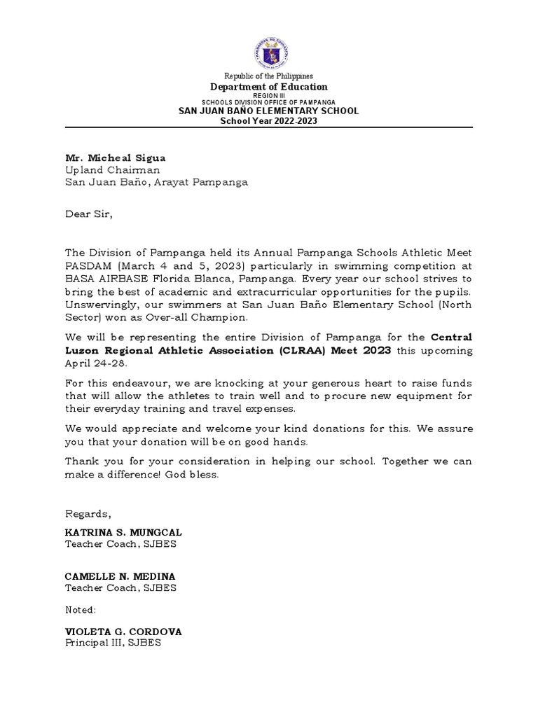 Fundraising for Swimming Outing 2023 | PDF
