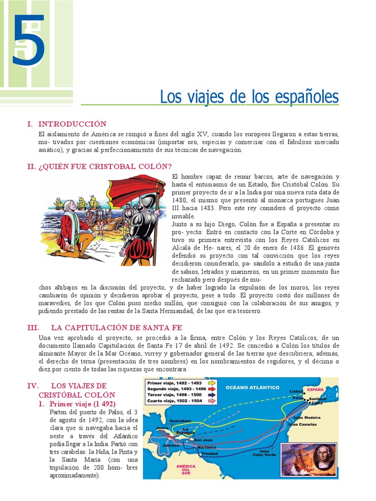 TEMA 5 Los Viajes de Los Españoles | PDF | Cristobal colon | Edad del ...