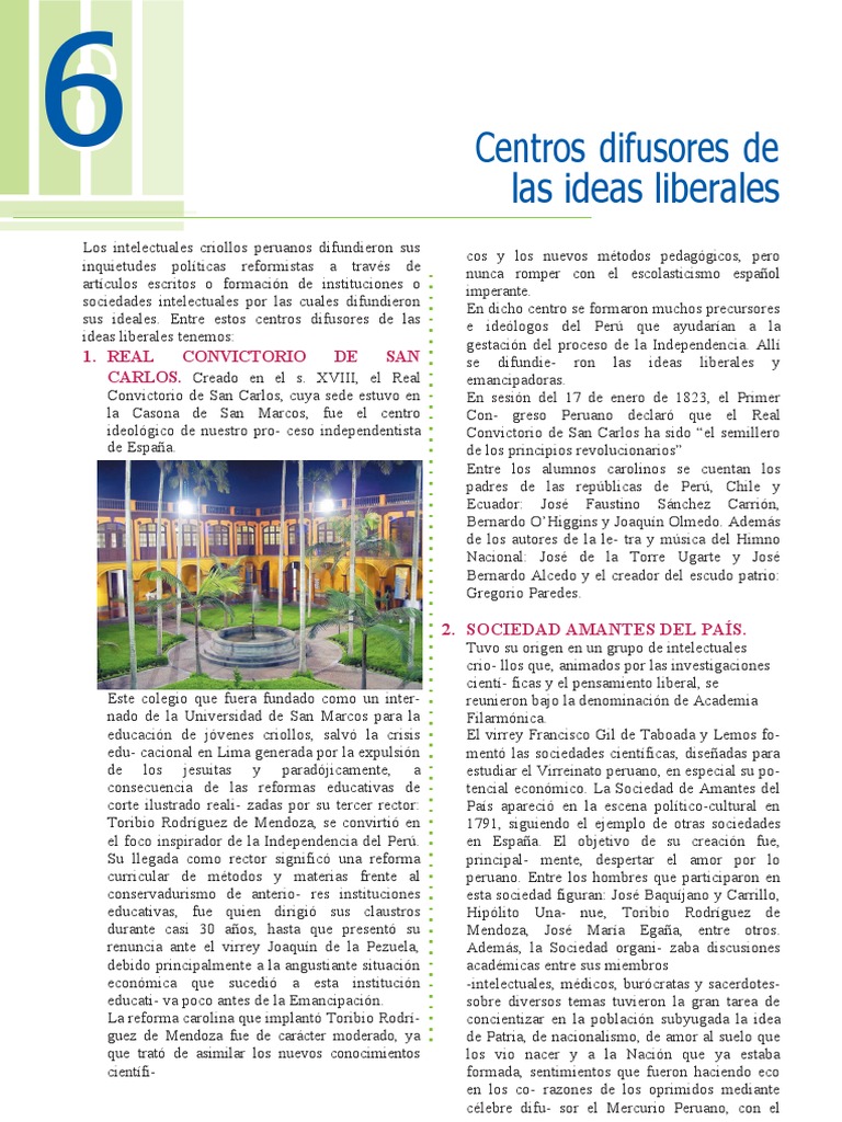 TEMA 6 Centros Difusores de Las Ideas Liberales | PDF | Perú