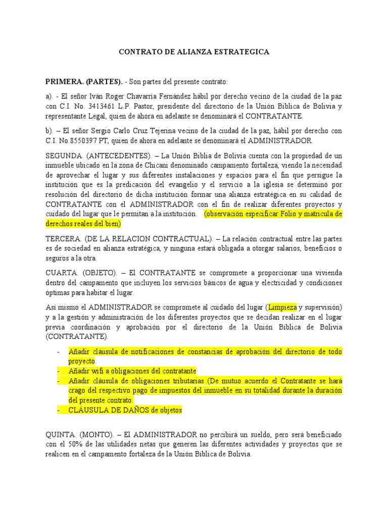 Contrato de Alianza Estrategica | PDF