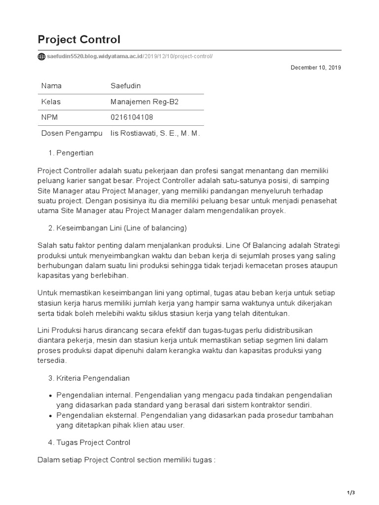 About Project Control Pdf