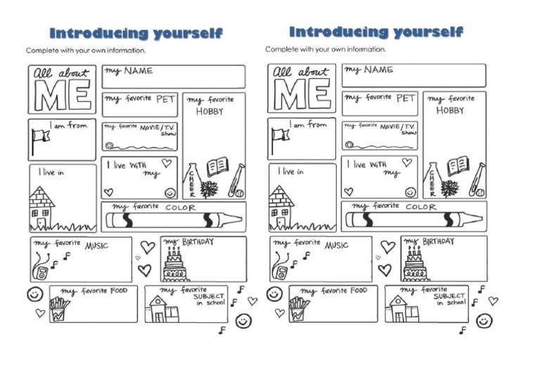 Introducing Myself Activity Pdf