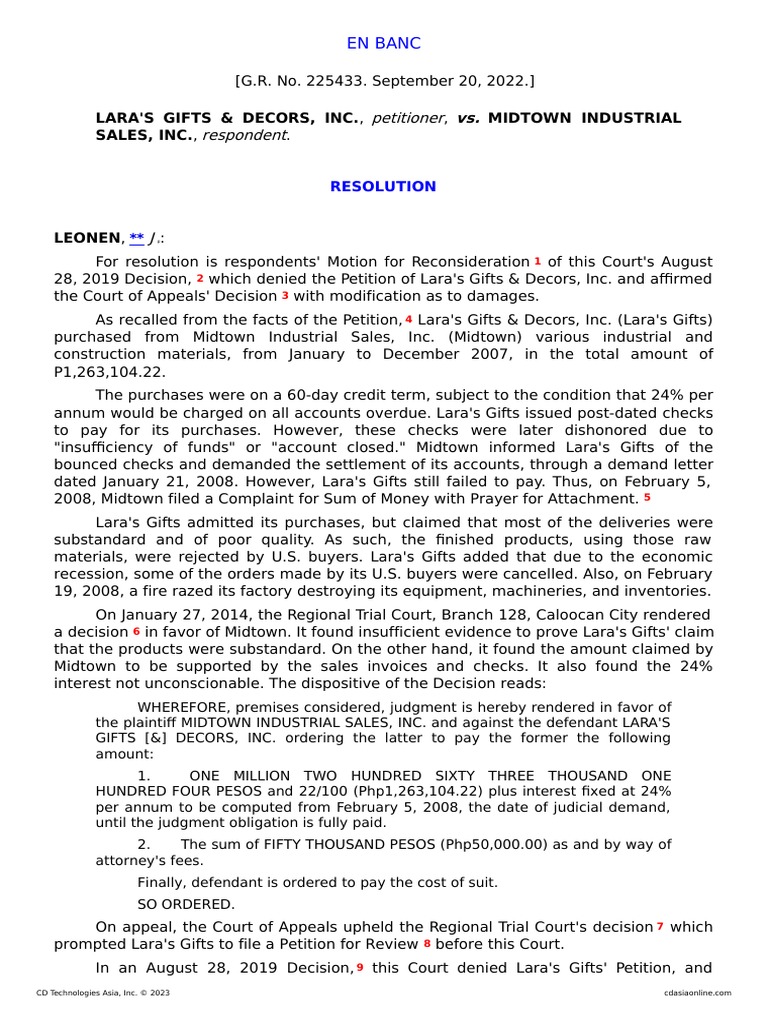 Lara's Gifts vs. Midtown Industrial Case | PDF | Interest | Damages
