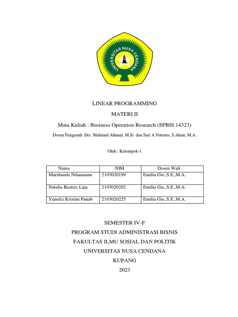 LINEAR PROGRAMMING (Kelompok 1) | PDF