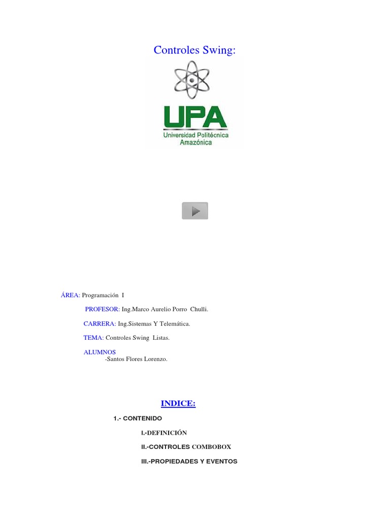 Controles Swing | PDF | Objeto (informática) | Java (lenguaje de programación)