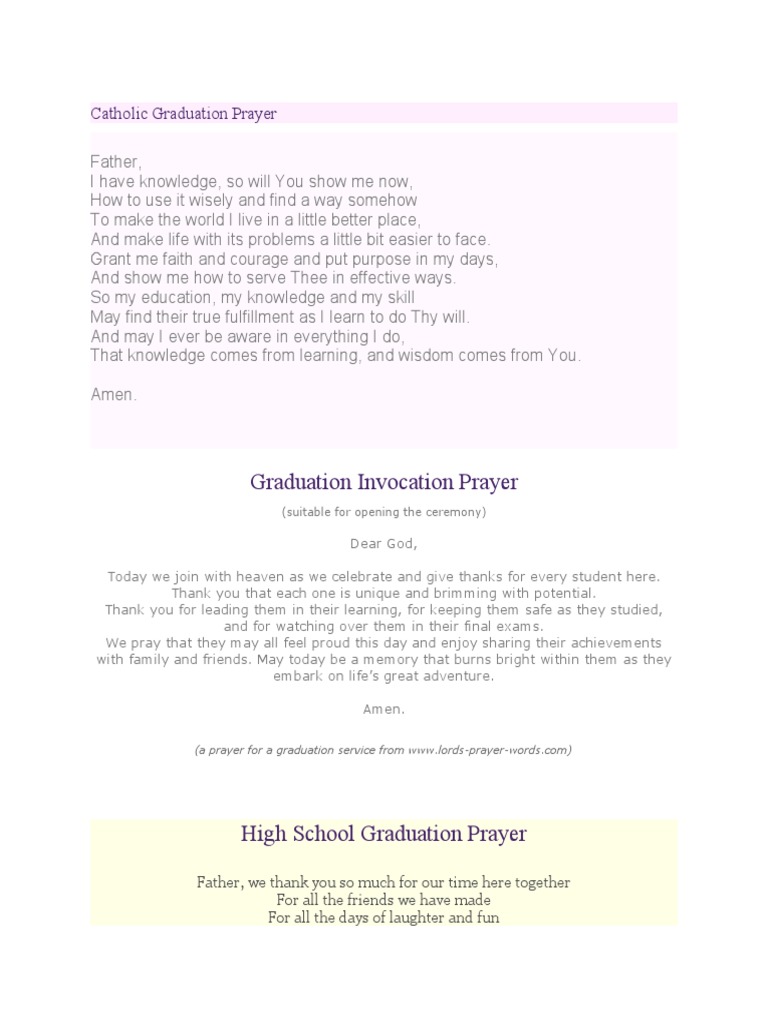 Catholic Graduation Prayer | Download Free PDF | Prayer | Religious ...