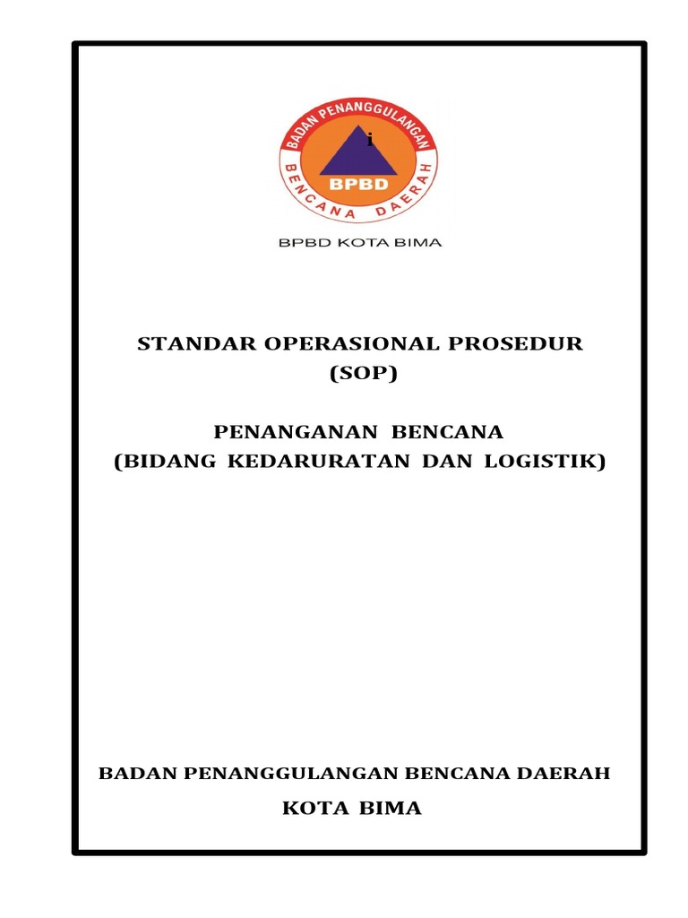 Standar Operasional Prosedur (SOP) Penanganan Bencana (Bidang ...