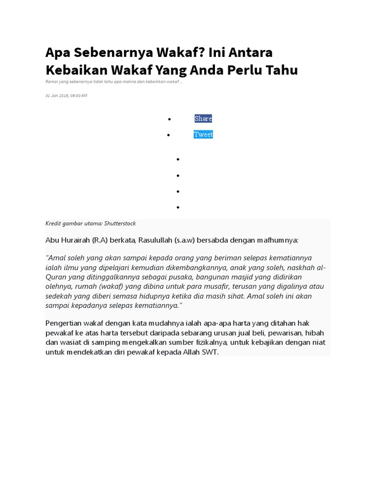 Apa Sebenarnya Wakaf | PDF