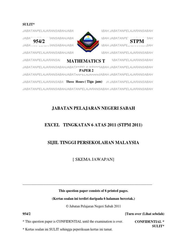 Excel - Math Answer - 2011 STPM 2011 Trial Sabah | PDF | Trigonometric ...