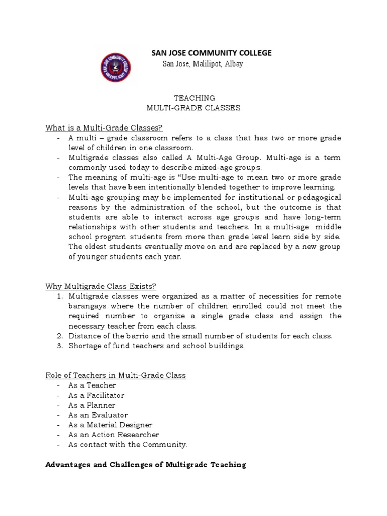 Maximizing The Benefits Of Multi Grade Classrooms A Guide To Effective Teaching Practices And