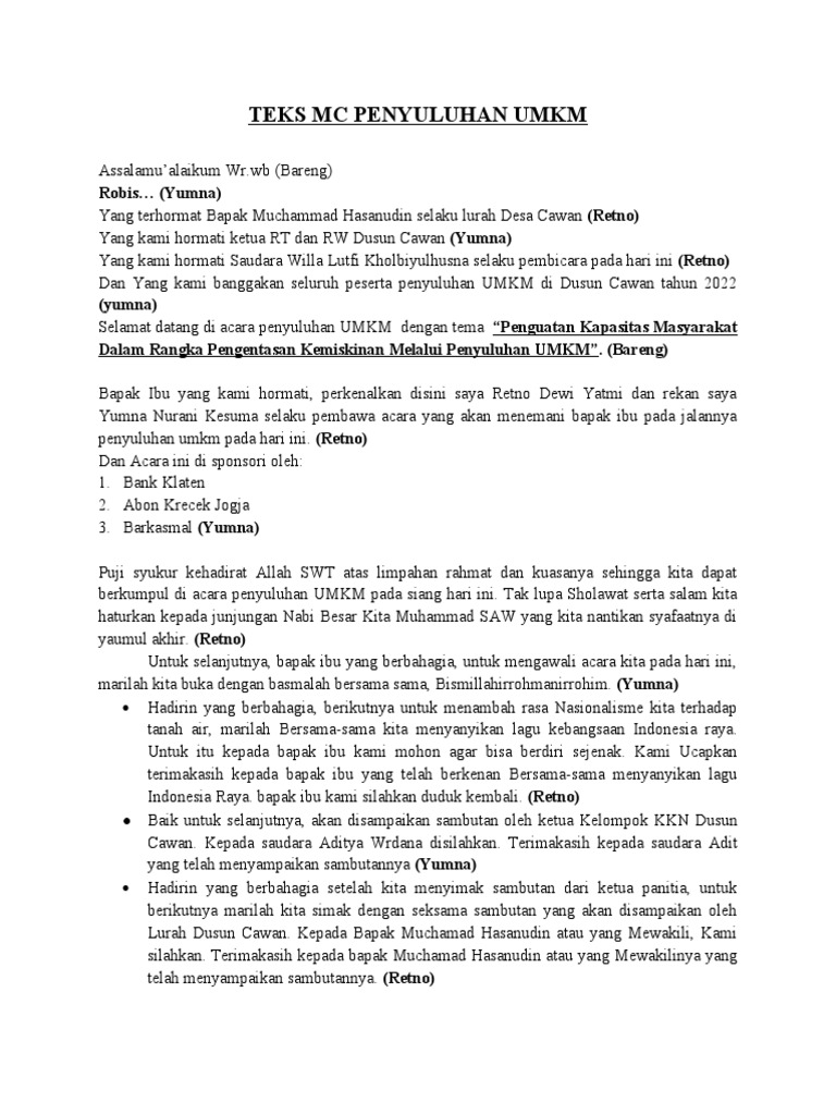 TEKS MC Umkm | PDF | Kajian Bahasa Asing