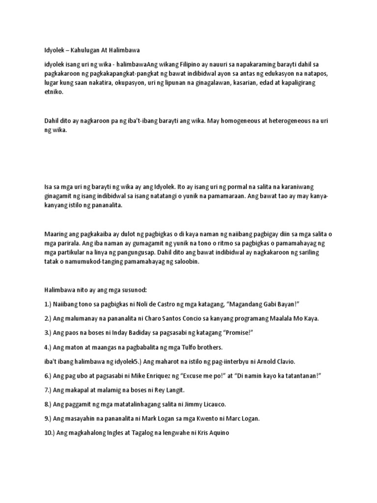 Idyolek, Sosyolek, Dayalek | PDF