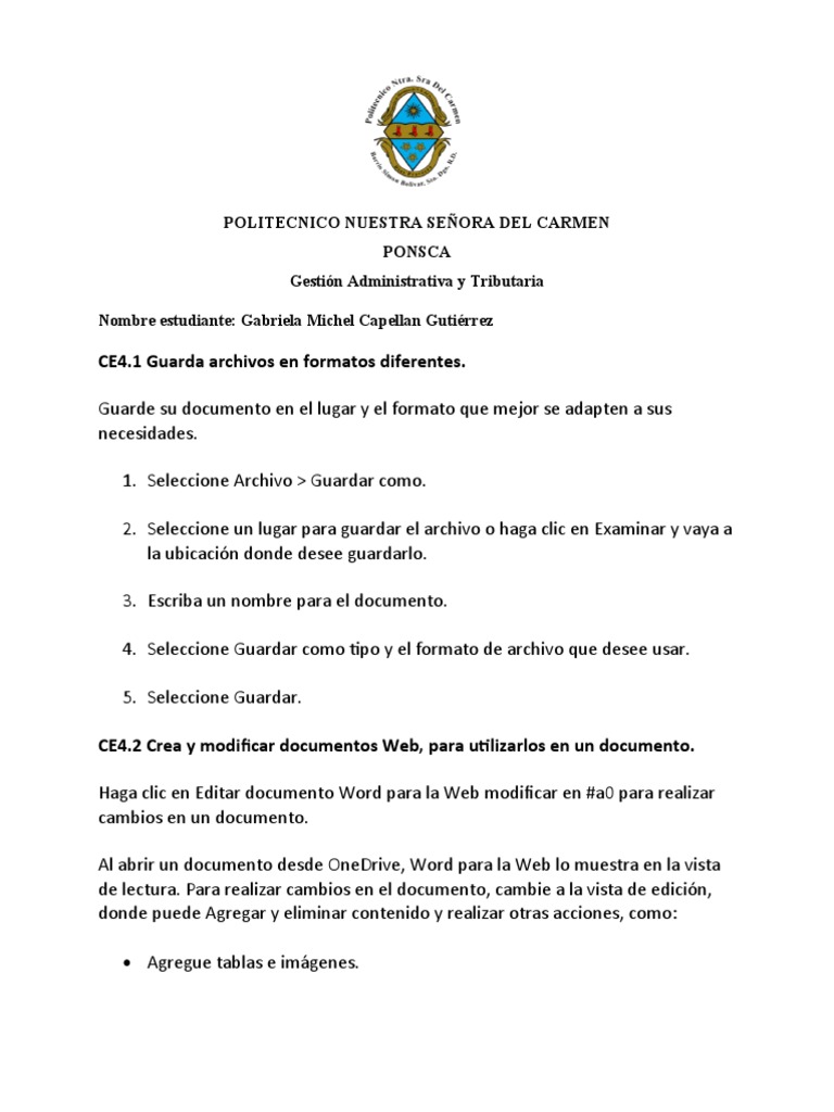 CE4.1 Guarda Archivos en Formatos Diferentes | PDF | Microsoft Word ...