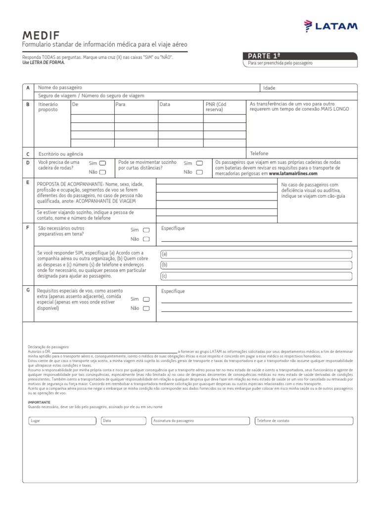 MEDIF Formulario - MEDIF - POR | PDF | Avião | Estado