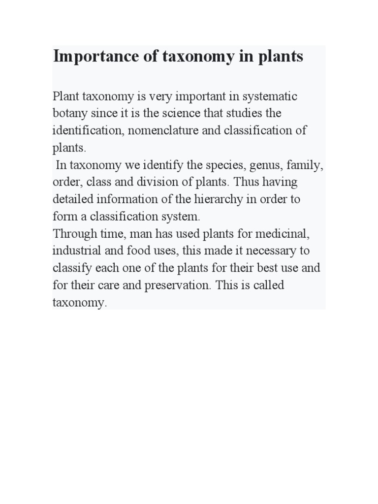 Significance of Plant Taxonomy | PDF | Home & Garden | Science ...