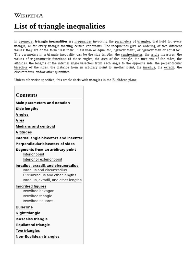 List of Triangle Inequalities | PDF | Triangle | Triangle Geometry