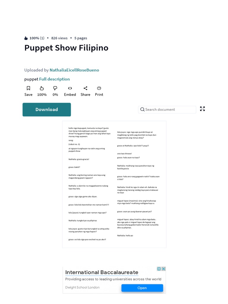 Puppet Show Filipino: Download | PDF