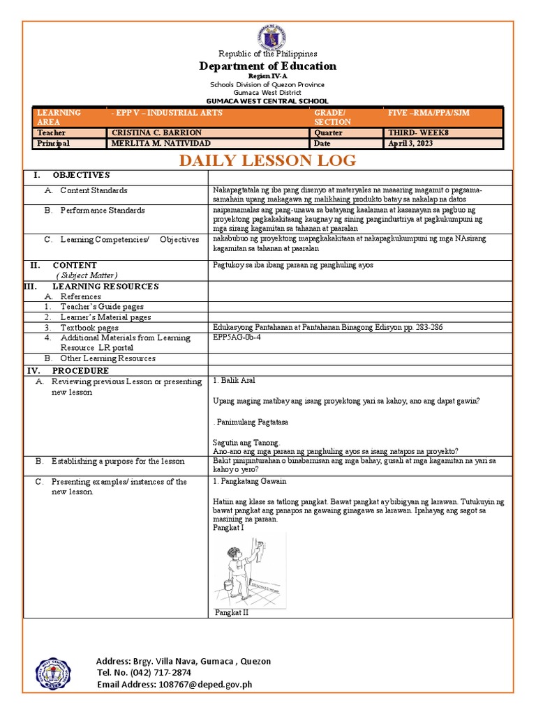 Daily Lesson Log: Department of Education | PDF