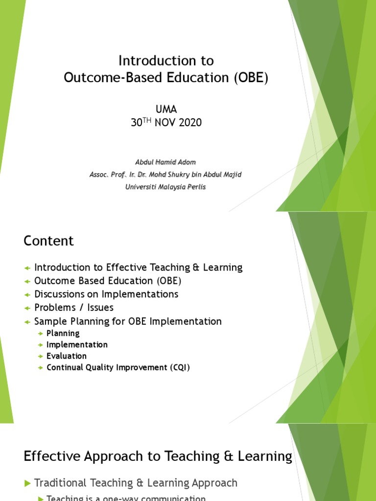 02A. Workshop OBE LPM - Introduction of OBE - Prof. Abdul Hamid Adom, Ph.D. | PDF | Educational ...