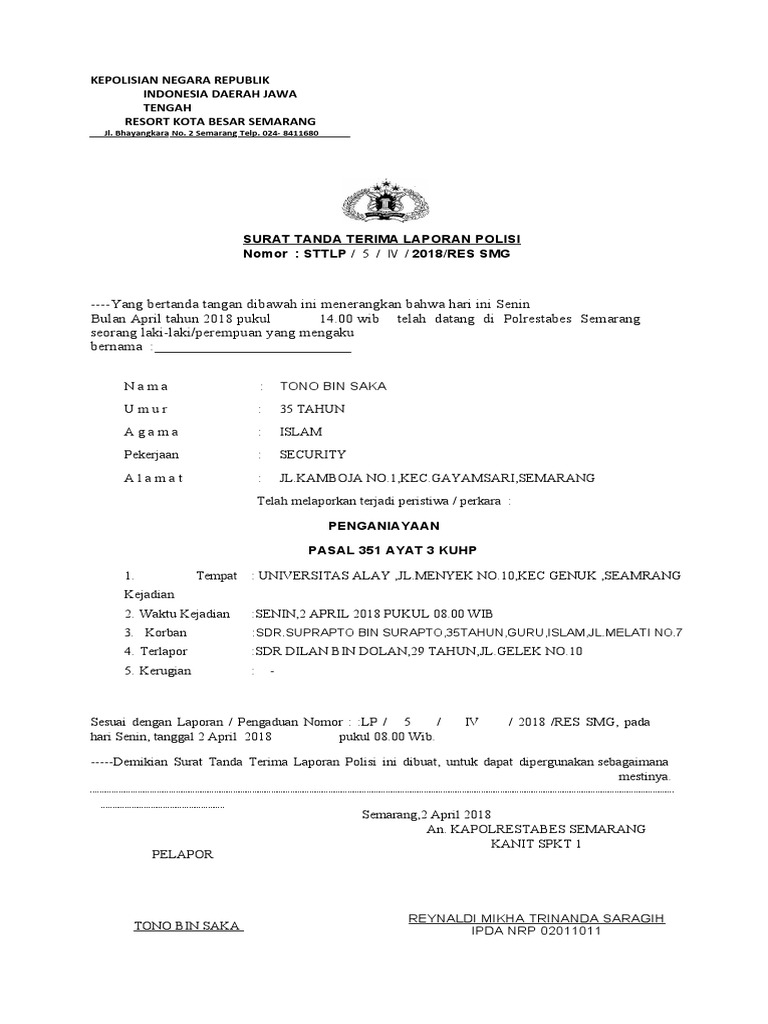 STTLP Penganiayaan | PDF