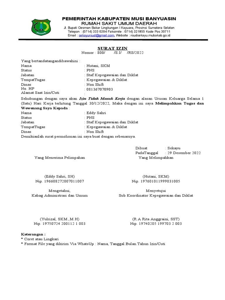 Form Surat Ijin | PDF