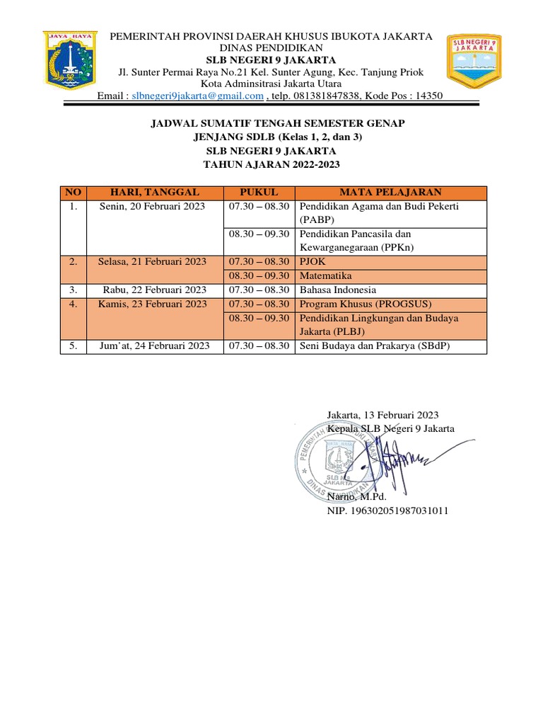 Jadwal STS SDLB SMT GENAP | PDF