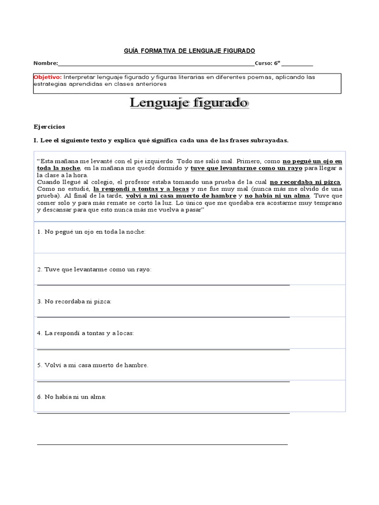 Lenguaje Figurado: Objetivo | PDF