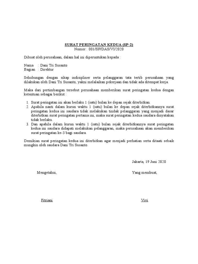 Surat Peringatan 2 | PDF
