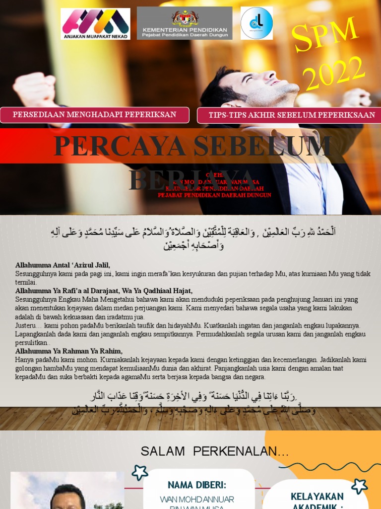 Percaya Sebelum Berjaya: Persediaan Menghadapi Peperiksan Tips-Tips Akhir Sebelum Peperiksaan | PDF