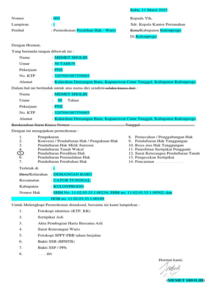 Blanko Permohonan APHB - E - 21303817 - ANDIKA IRFAN W | PDF