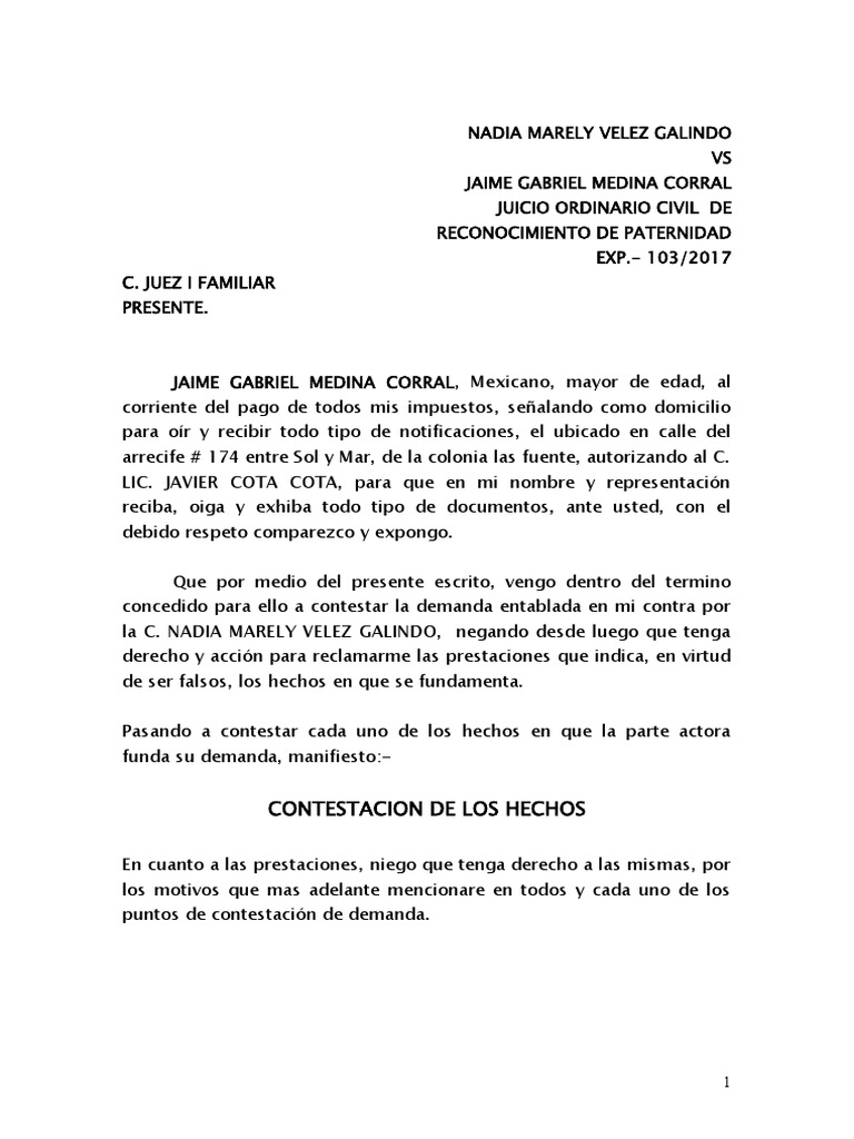 Contestacion Jaime Medina | PDF | Justicia | Crimen y violencia