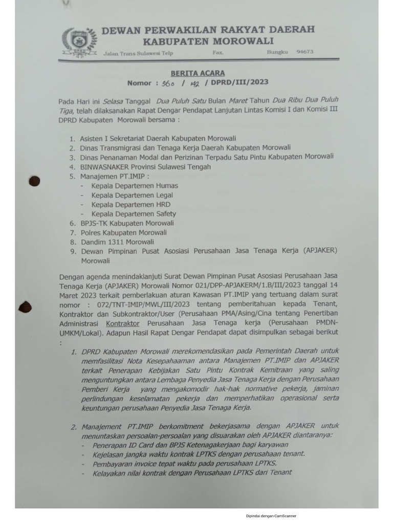 Berita Acara RDP | PDF