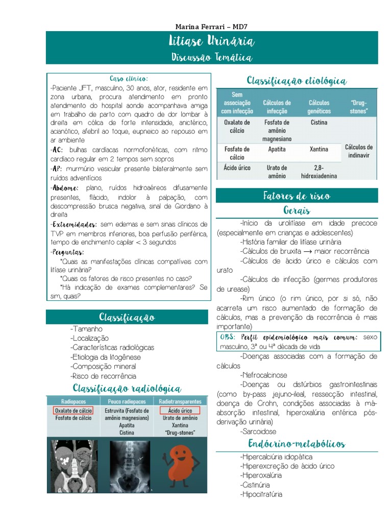 AP1 - Litíase Renal - Discussão Temática | PDF | Especialidades médicas | Medicina Clínica