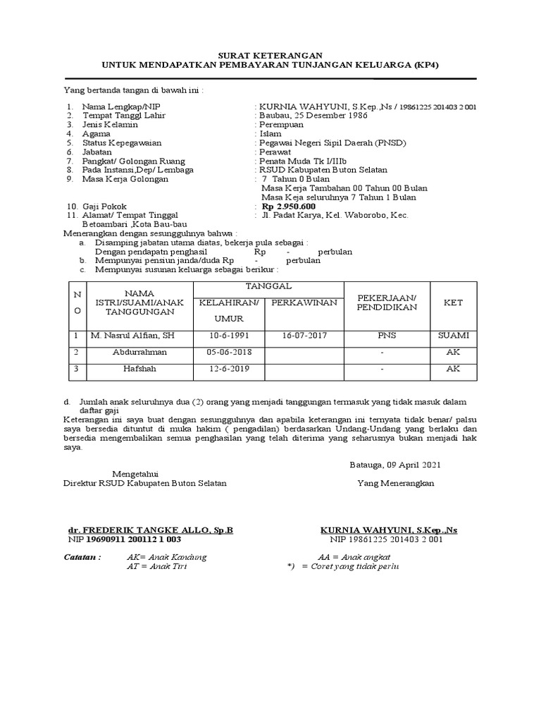 Surat Keterangan KP4 | PDF
