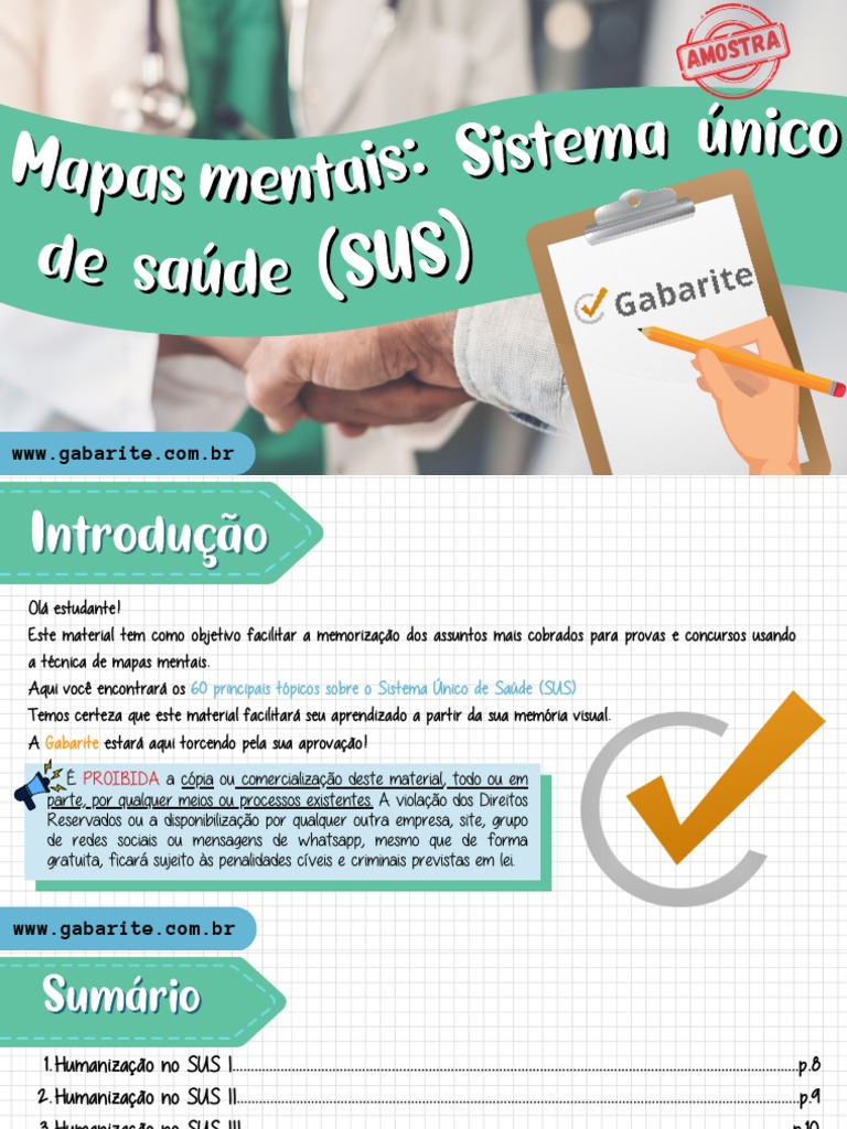 Amostra Mapas Mentais - Sistema Único de Saúde (Gabarite) | PDF | Sistema de saúde