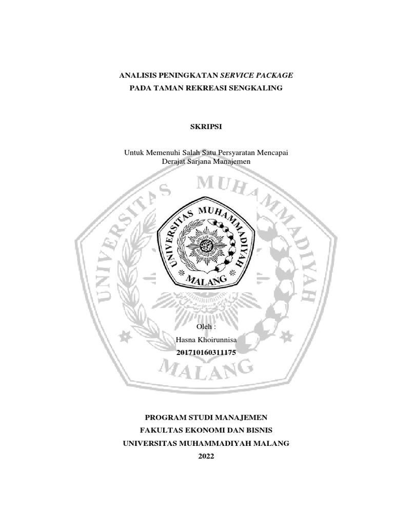 Analisis Peningkatan Service Package Pada Taman Rekreasi Sengkaling | PDF